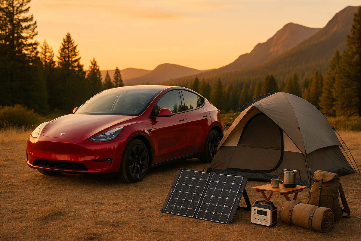 Camping i Tesla – Den komplette guide 2025 – Elbil Plus ApS